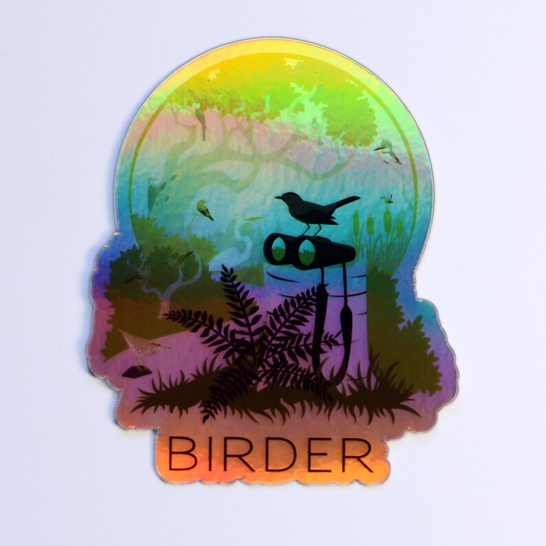 Holographic BIRDER Sticker - Etsy