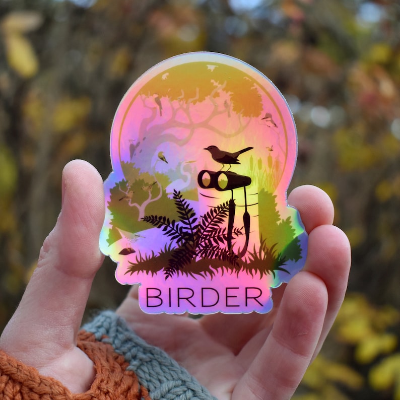 Holographic BIRDER Sticker - Etsy