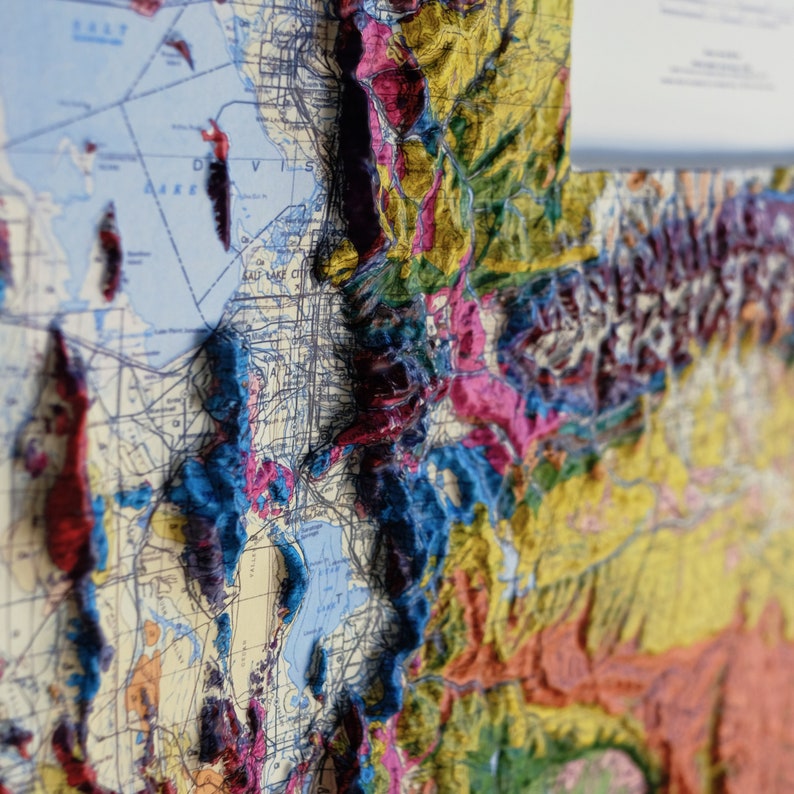 1980 Utah Map | REAL 3D Raised Relief - Etsy