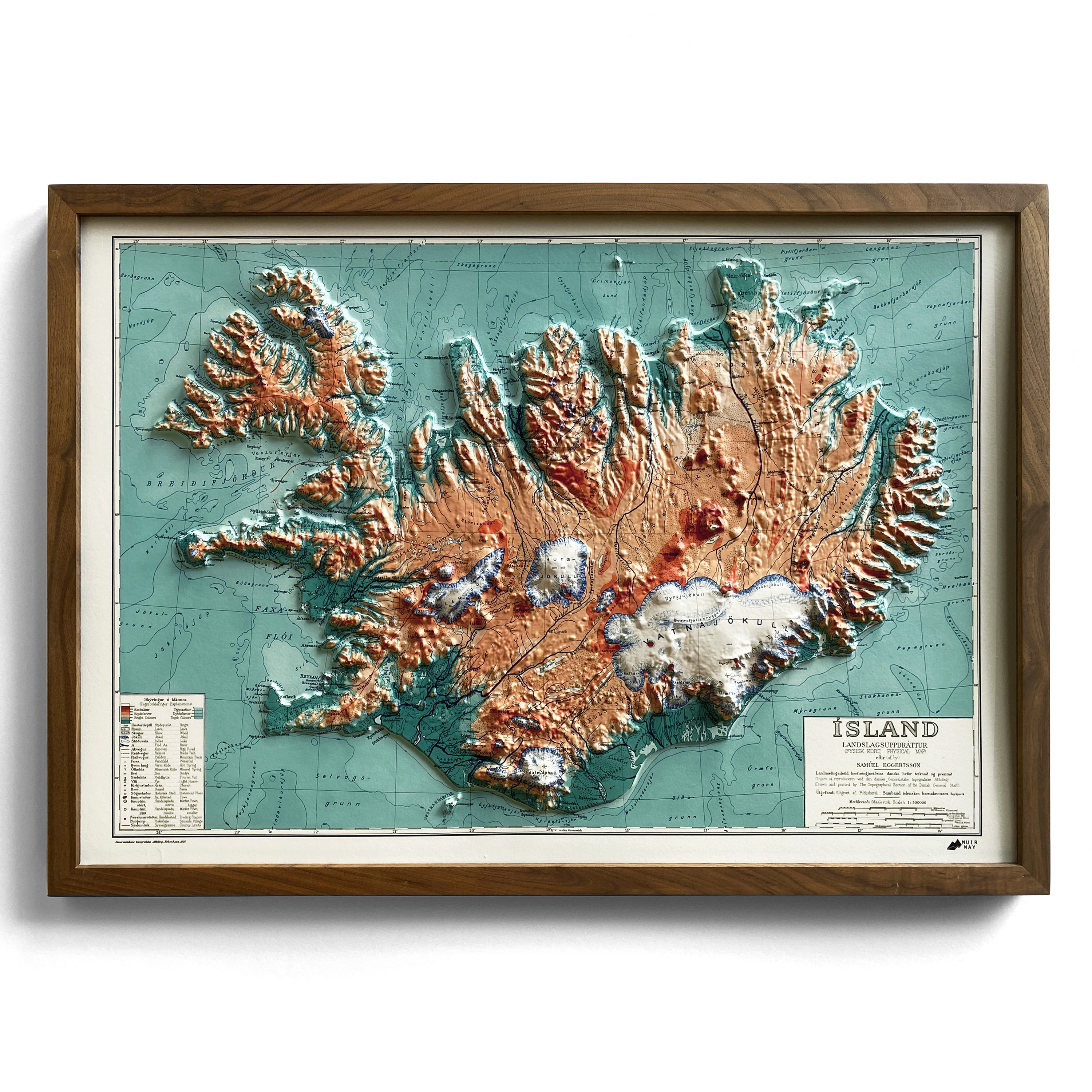 3D Raised Relief Map of Iceland - Etsy