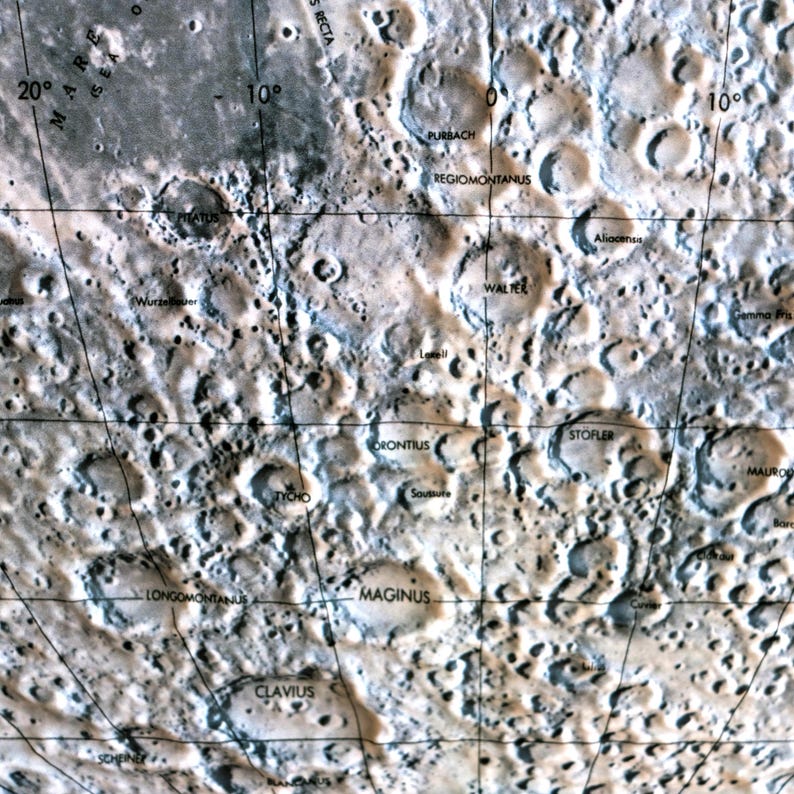 1966 Moon Map | REAL 3D Raised Relief - Etsy