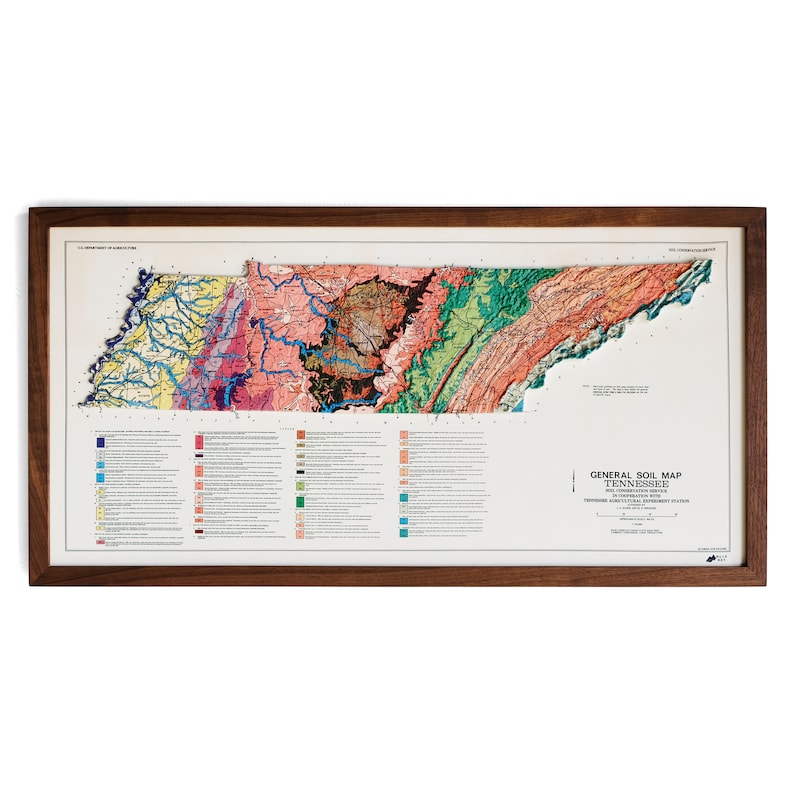 1978 Tennessee Map | REAL 3D Raised Relief - Etsy