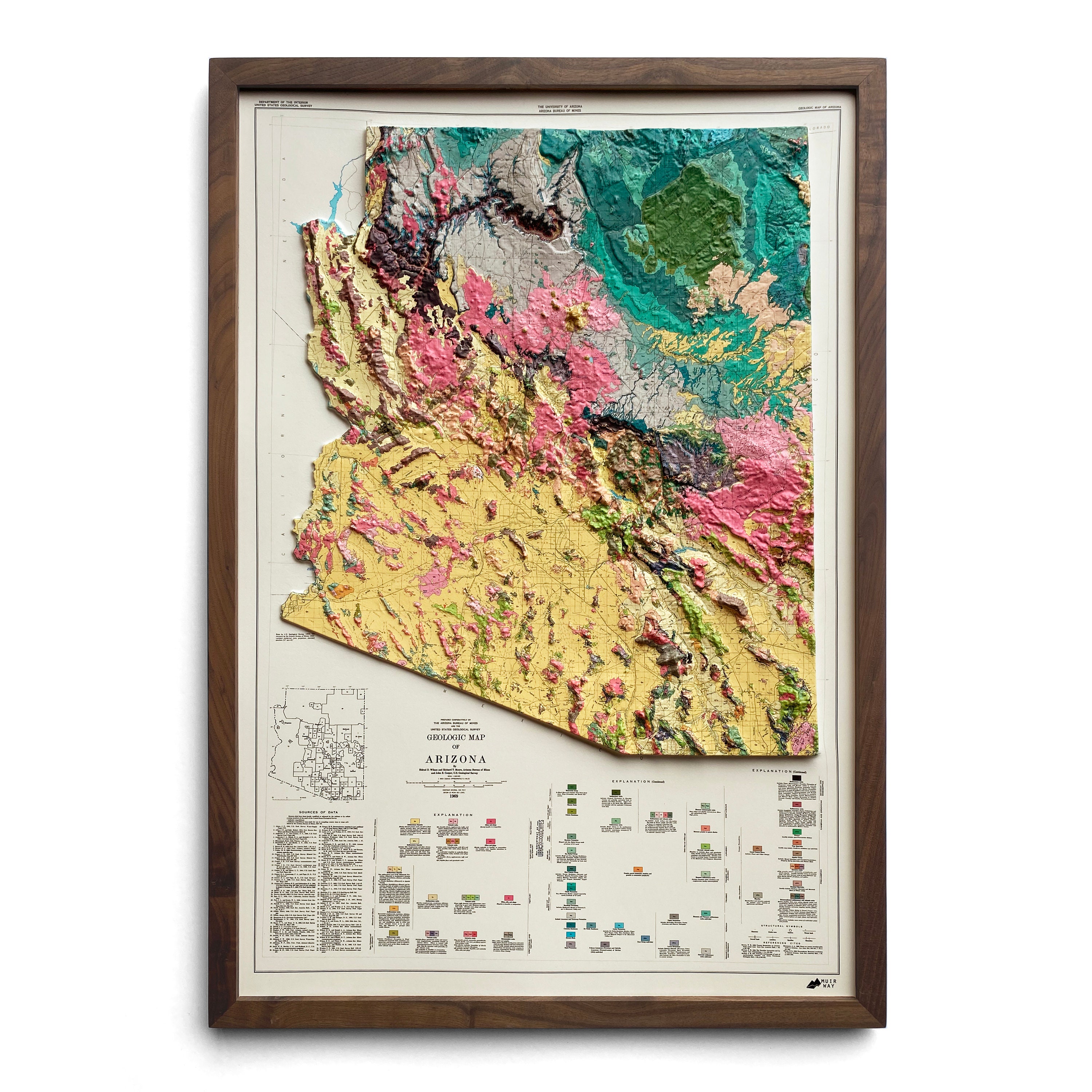 3D Raised Relief Map of Arizona - Etsy
