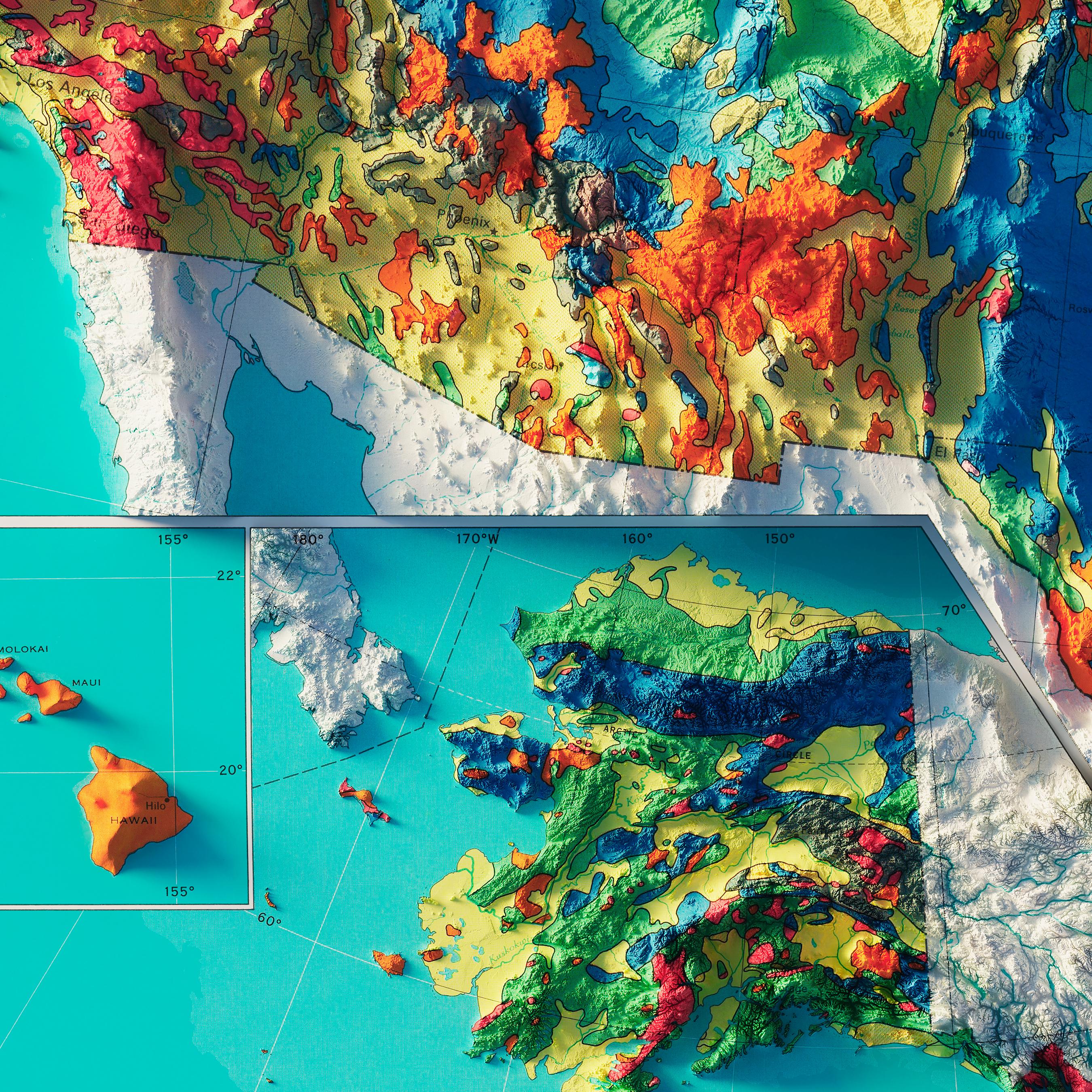 1970 USA Geologic Map - 2D Shaded Relief - Etsy