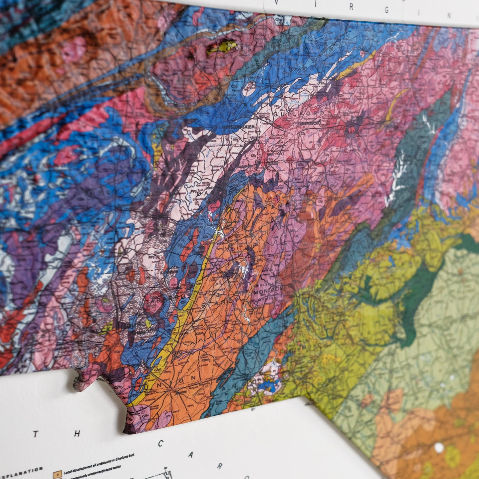 1985 North Carolina Map | REAL 3D Raised Relief - Etsy
