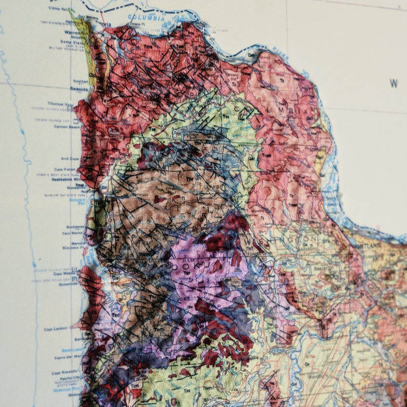 1991 Oregon Map | REAL 3D Raised Relief - Etsy