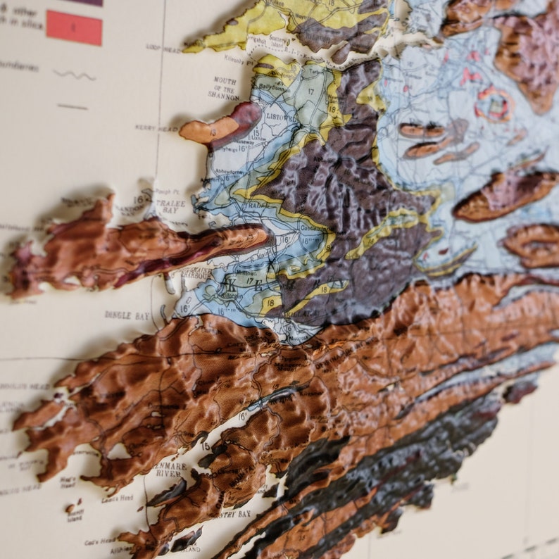 1962 Ireland Map | REAL 3D Raised Relief - Etsy