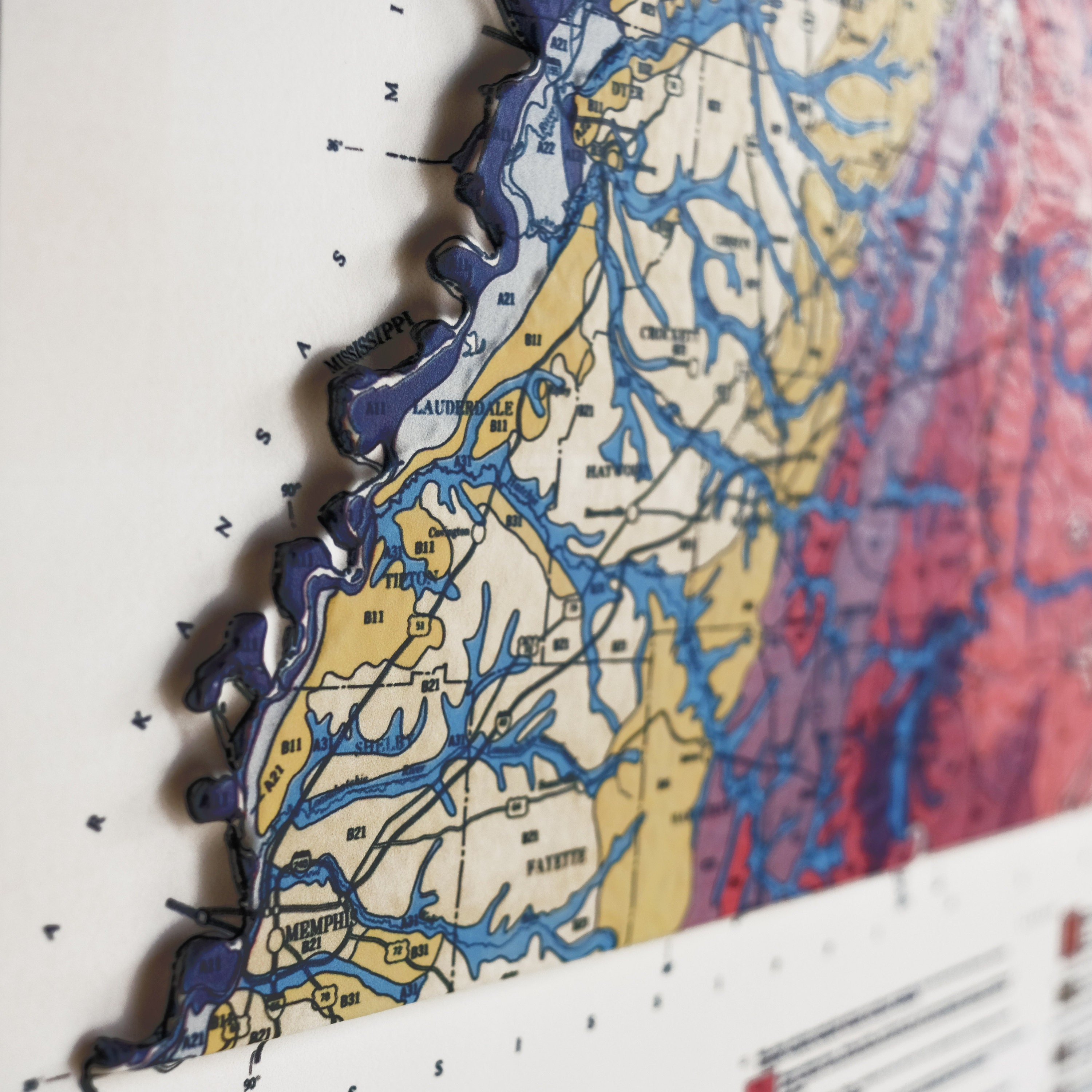 1978 Tennessee Map | REAL 3D Raised Relief - Etsy