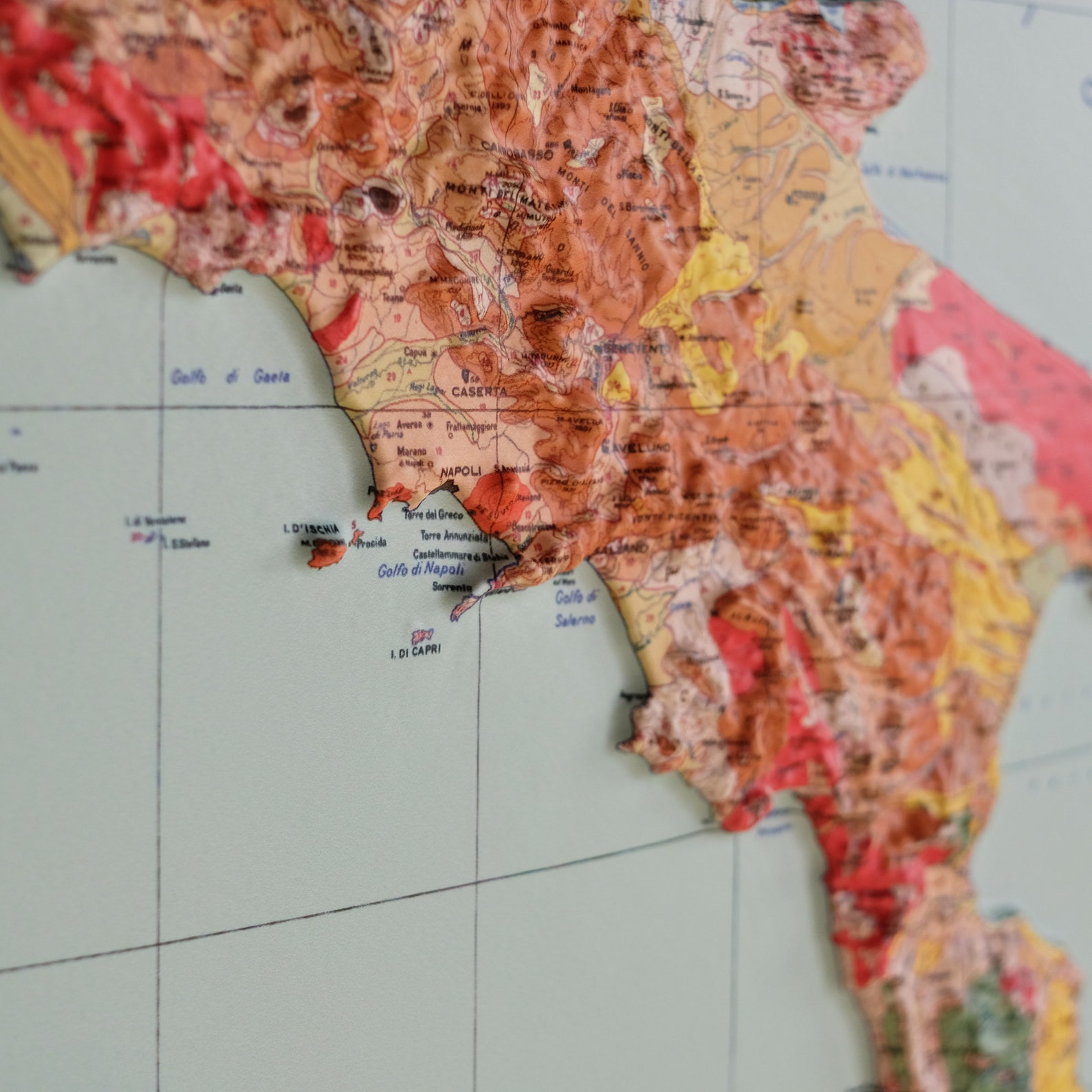 1966 Italy Map | REAL 3D Raised Relief - Etsy