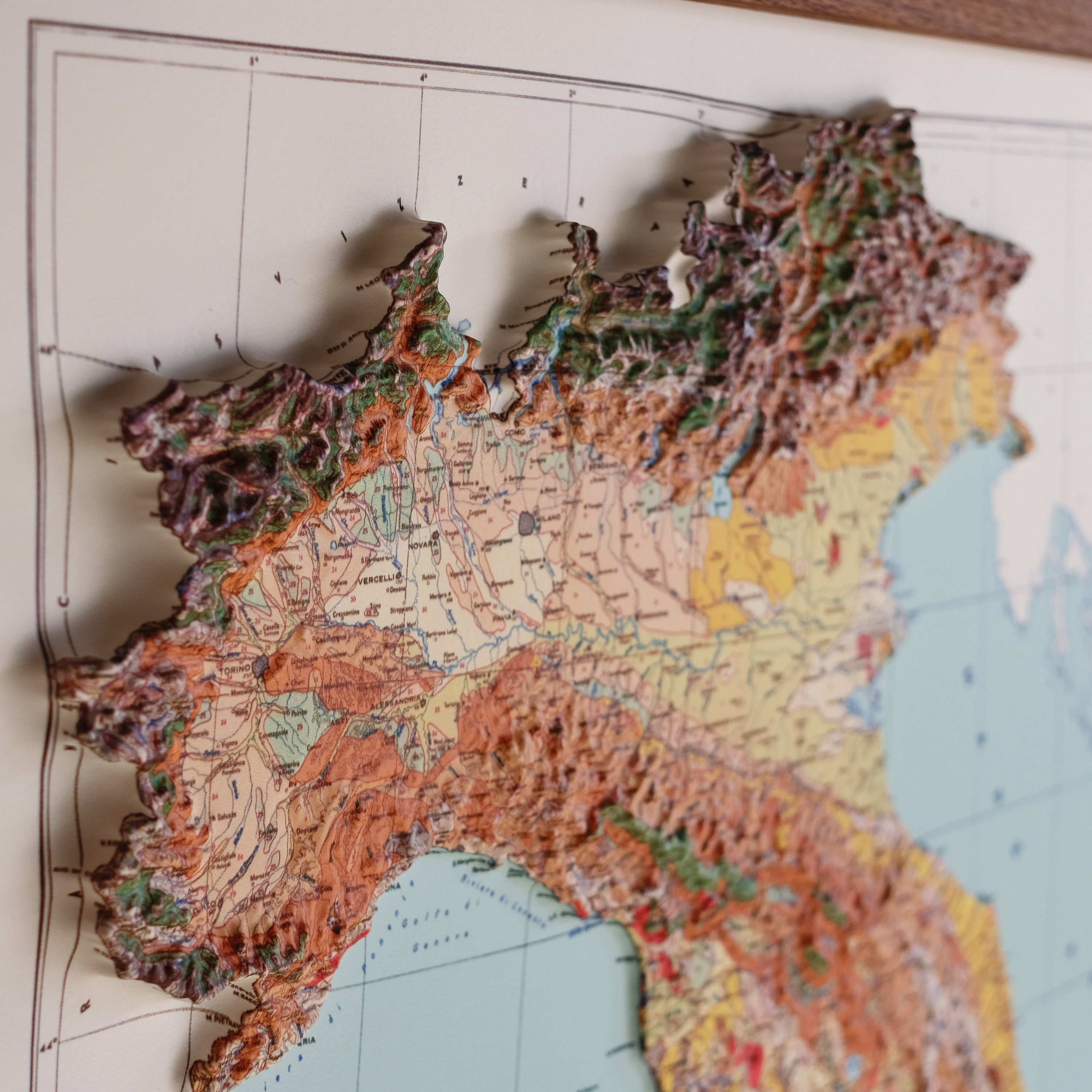 1966 Italy Map | REAL 3D Raised Relief - Etsy