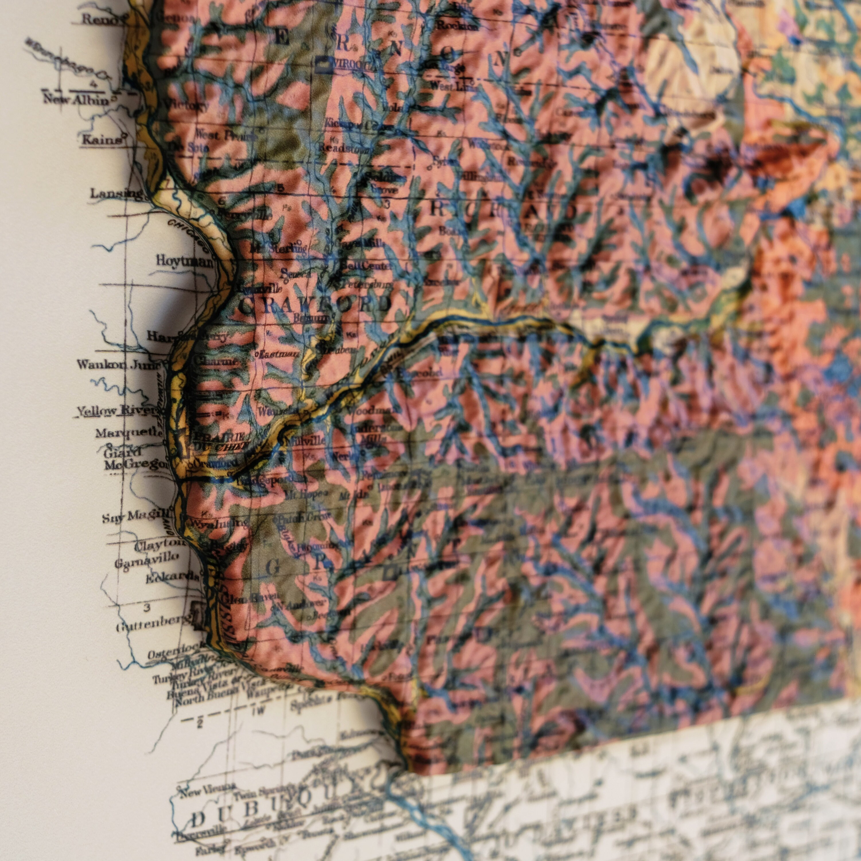 1926 Wisconsin Map | REAL 3D Raised Relief - Etsy