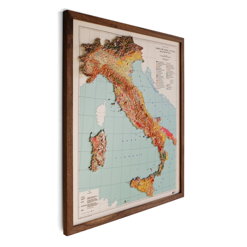 1966 Italy Map | REAL 3D Raised Relief - Etsy