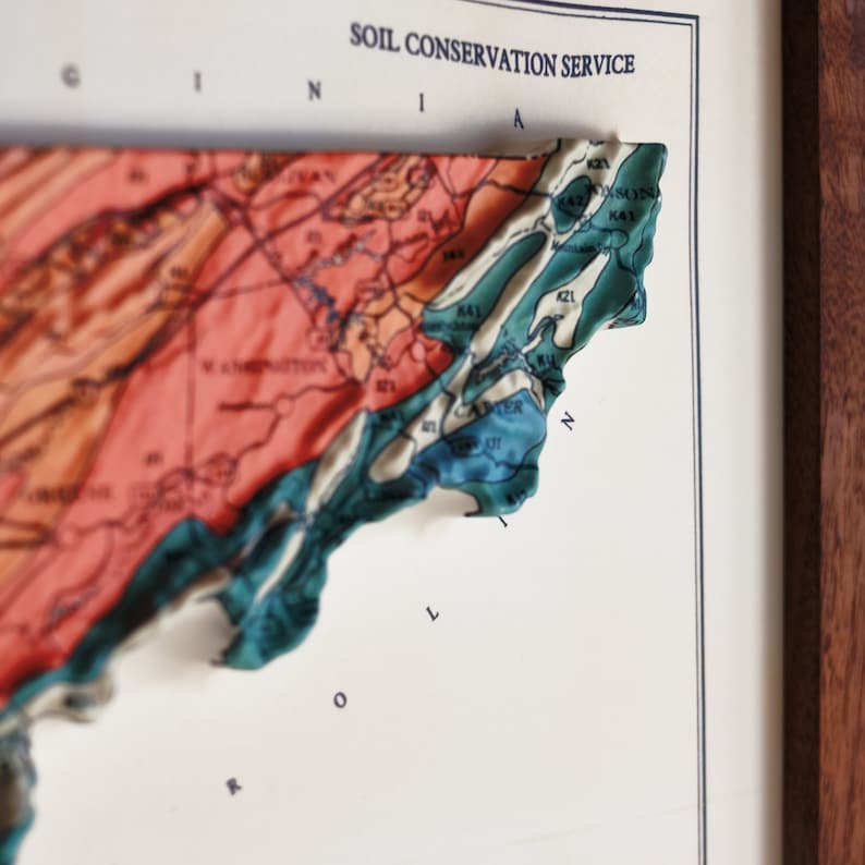1978 Tennessee Map | REAL 3D Raised Relief - Etsy