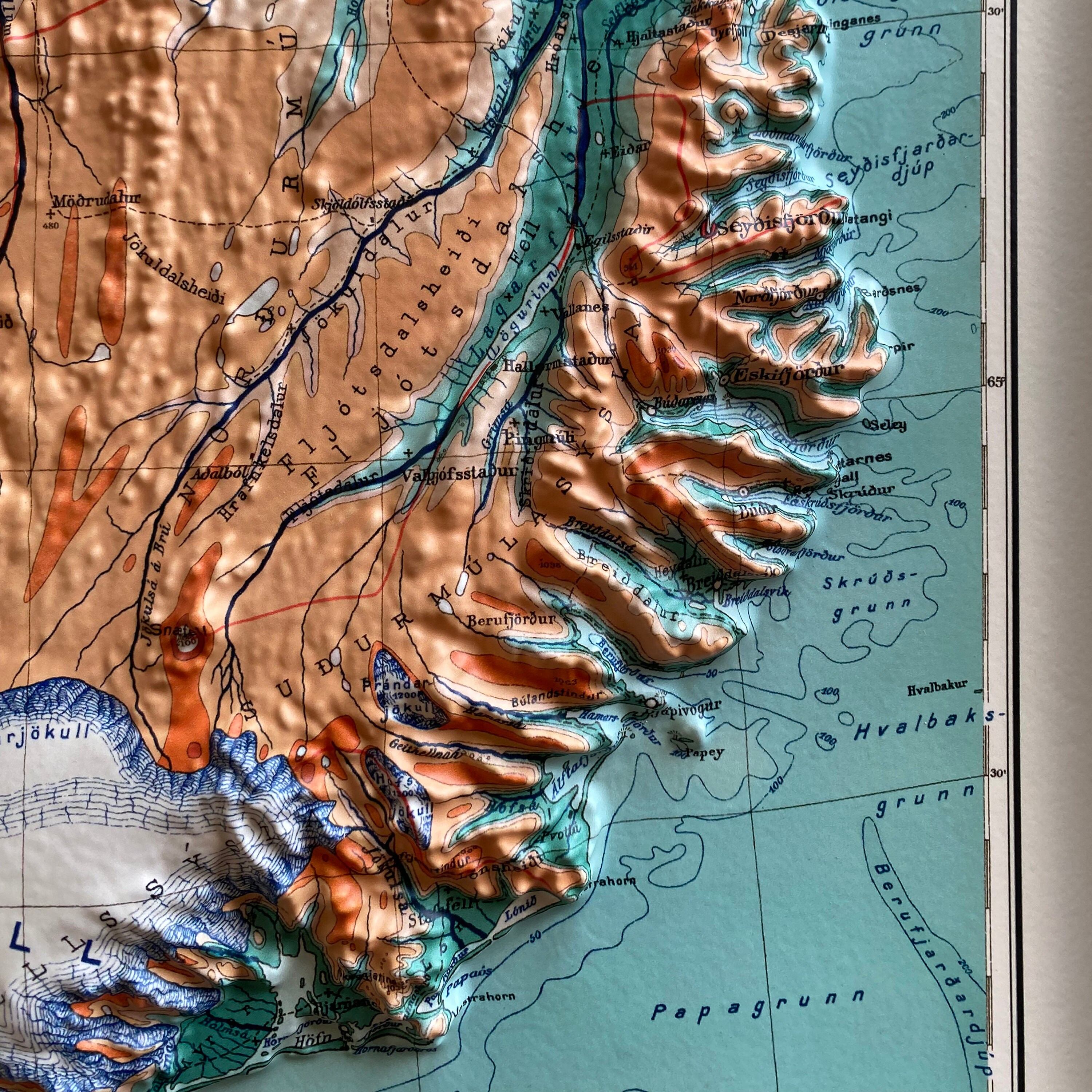 3D Raised Relief Map of Iceland - Etsy