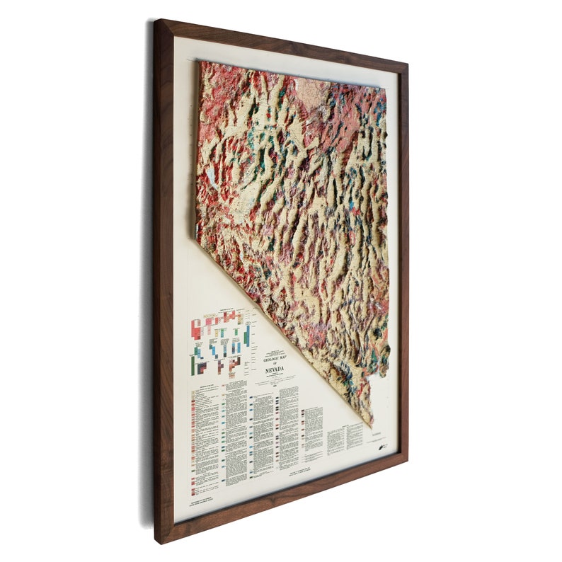 1978 Nevada Map | REAL 3D Raised Relief - Etsy