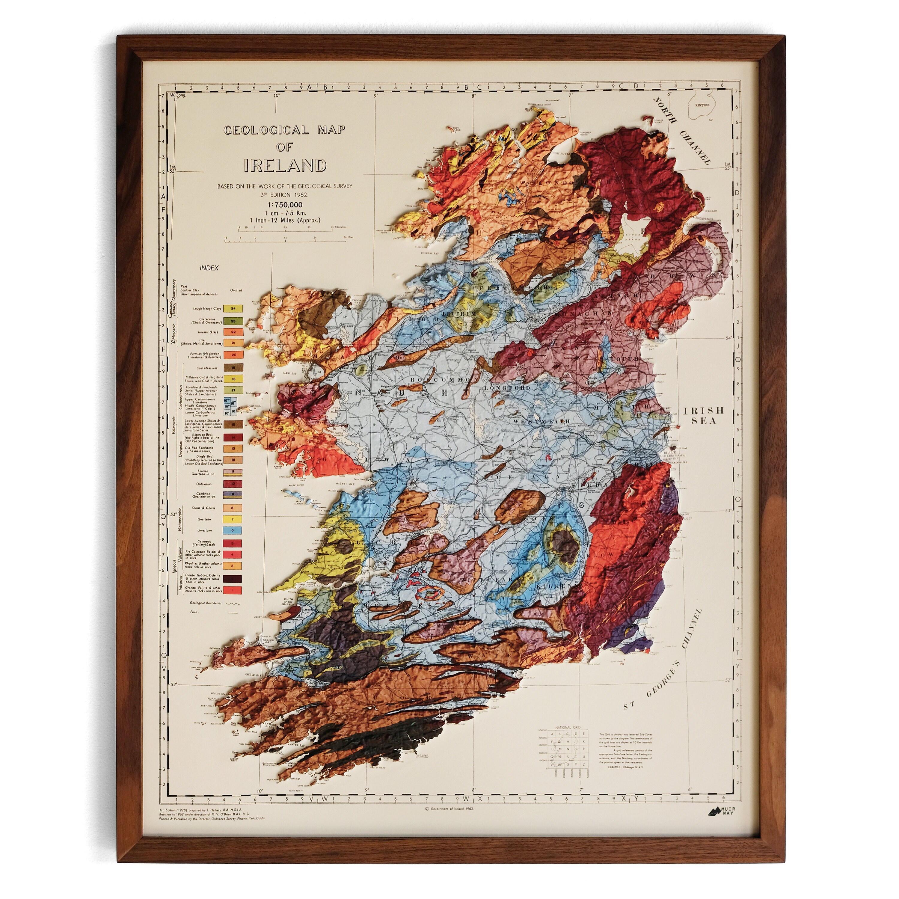 1962 Ireland Map | REAL 3D Raised Relief - Etsy