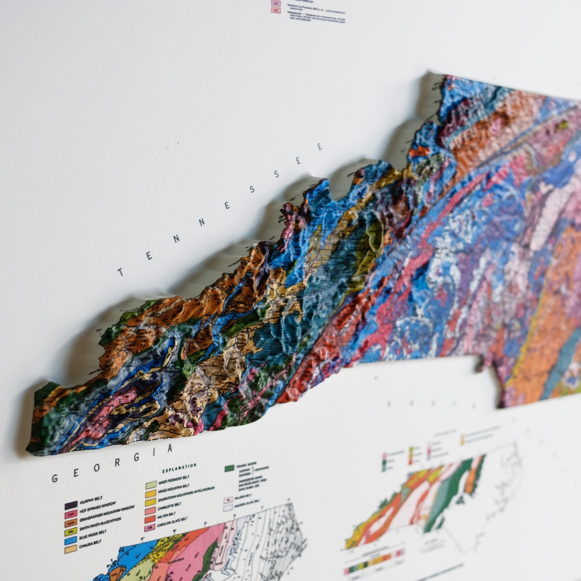1985 North Carolina Map | REAL 3D Raised Relief - Etsy
