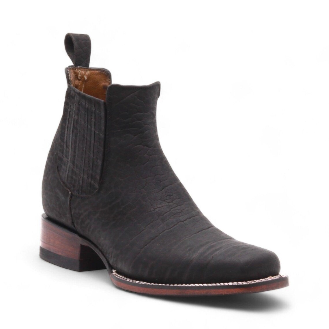 Coby Men's Black Bull Neck Leather Boots - Etsy