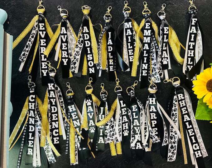 Cheer Ribbon Keychain Name Backpack Tag, Cheer Bag Tag Customized ...