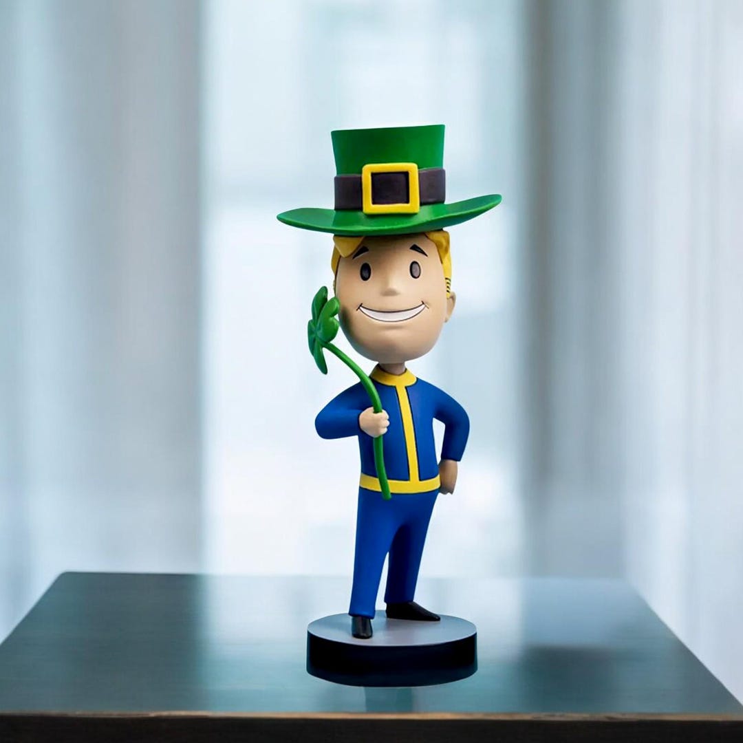 Vault Boy Bobblehead 3D Printed Game Toy, Handmade Clover Vault Boy ...