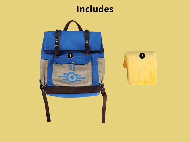 Blue Yellow Vault Boy Backpack, Cosplay Item, Halloween Accessory, Nuke ...