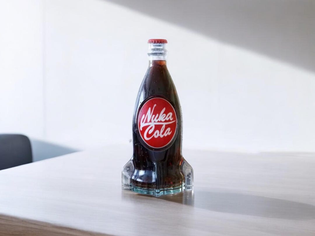 Nuke Cola Glass Bottle - Halloween Prop, DIY Bottle With Cap, Nuke Cola ...