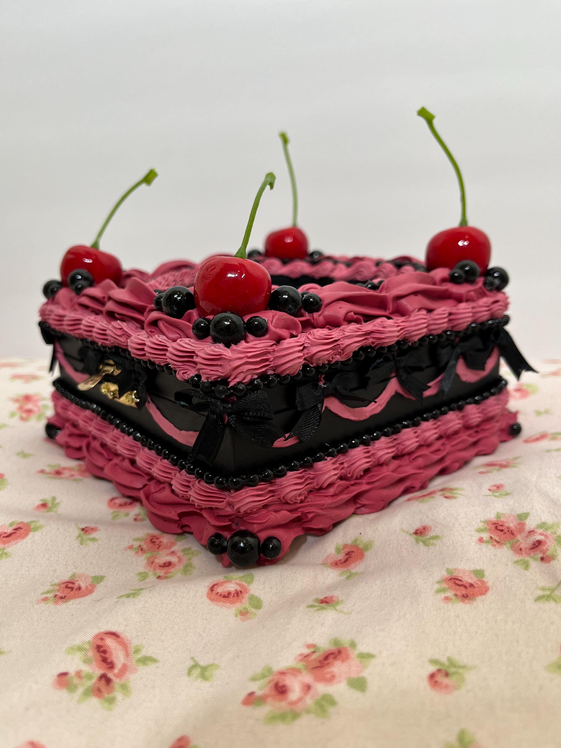 Cute Alternative Goth Cherry Cake Jewlery Box With Picture Frame Gift ...