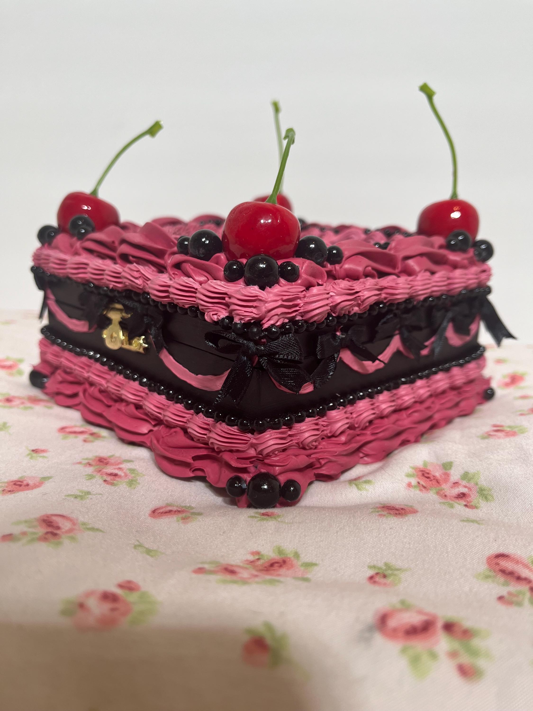 Cute Alternative Goth Cherry Cake Jewlery Box With Picture Frame Gift ...