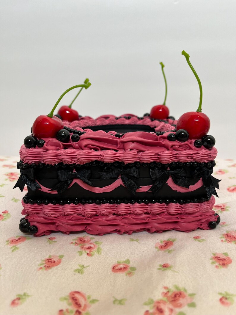 Cute Alternative Goth Cherry Cake Jewlery Box With Picture Frame Gift ...