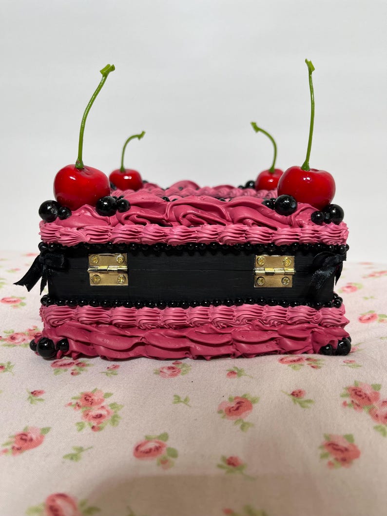 Cute Alternative Goth Cherry Cake Jewlery Box With Picture Frame Gift ...