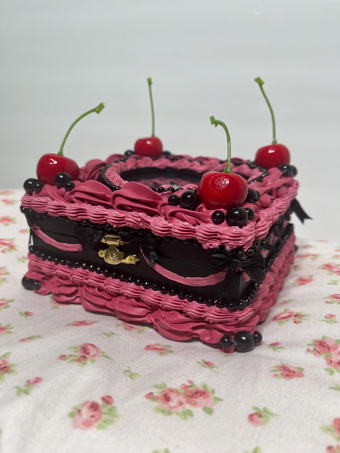 Cute Alternative Goth Cherry Cake Jewlery Box With Picture Frame Gift ...