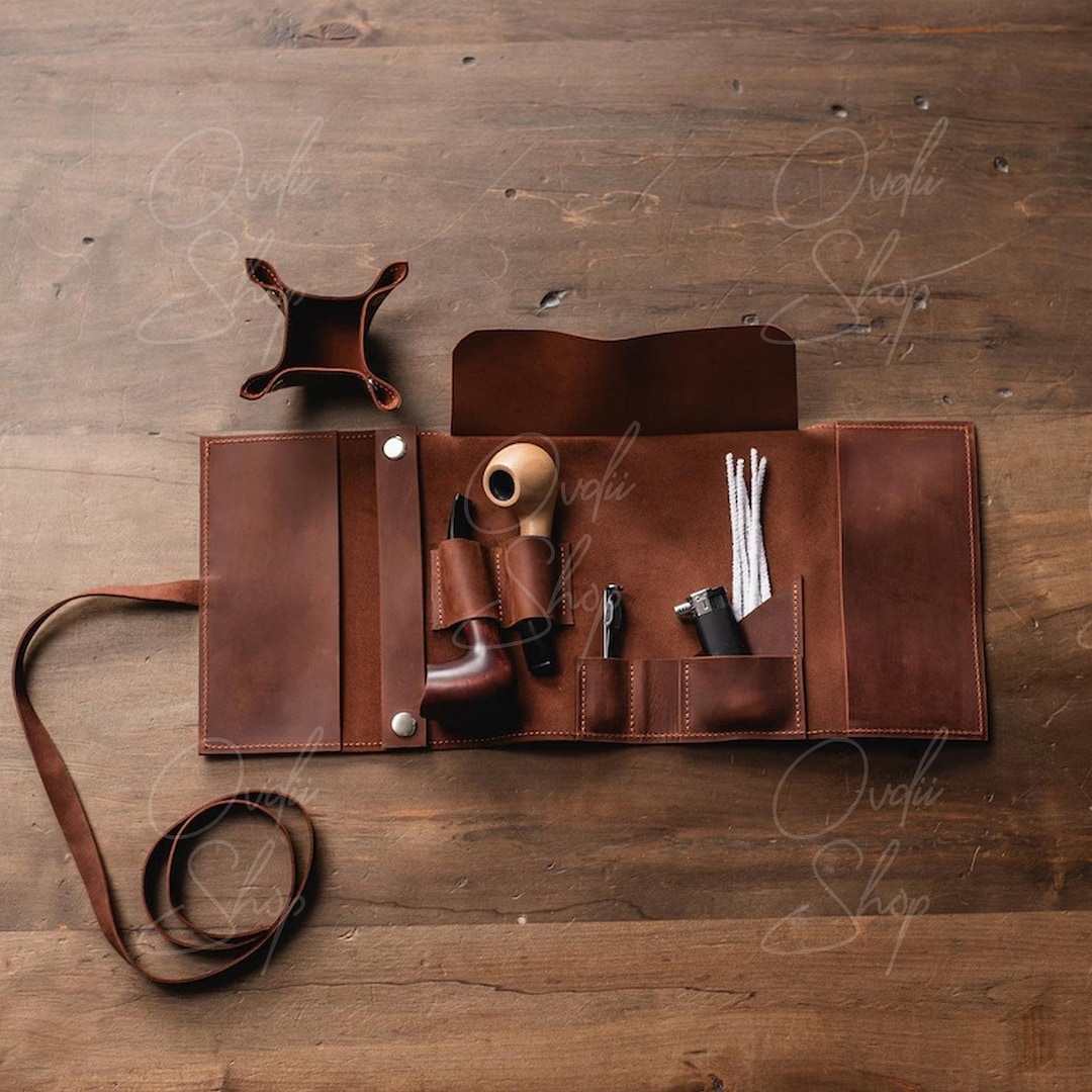 Leather Pipe Case, Travel Pipe Pouch, Case for Pipe, Leather Pipe Roll ...