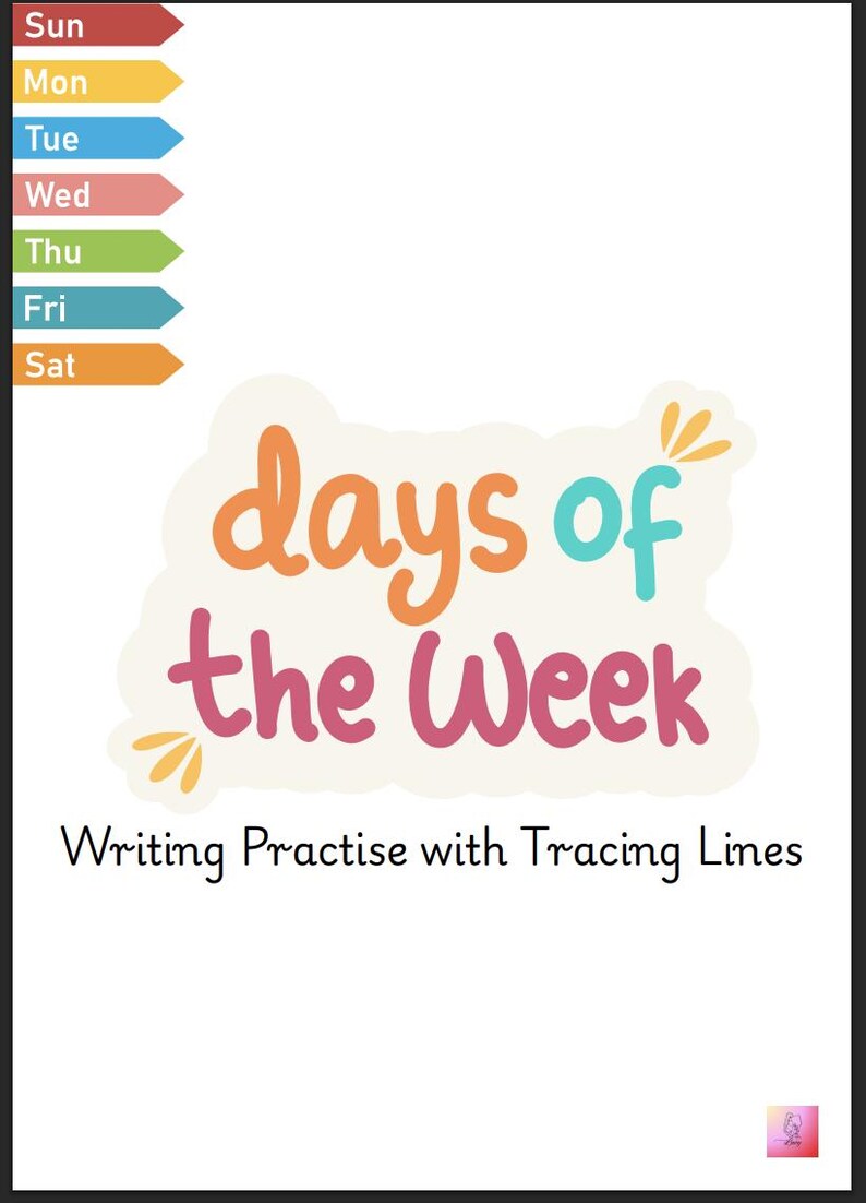Days of the Week Practise With Tracing Lines - Etsy