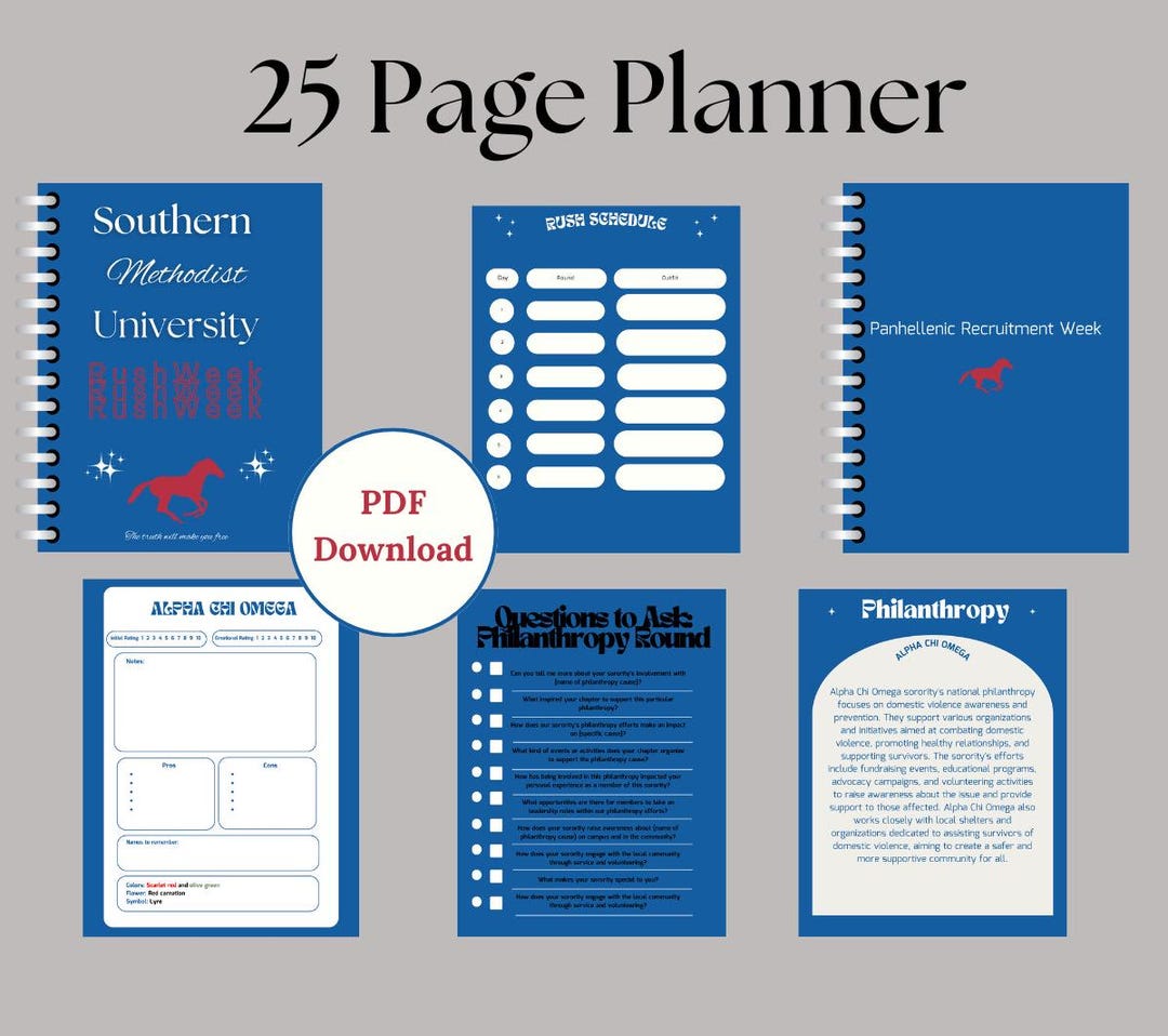Southern Methodist University Sorority Rush Week Planner and Journal ...