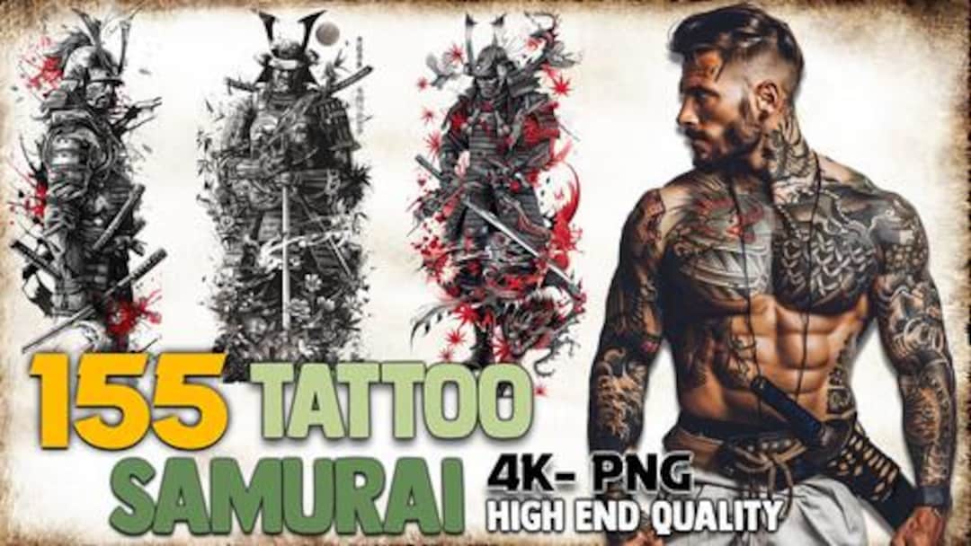 155 Samurai Tattoo Style Printable (PNG Files)-4k- High Quality - Etsy
