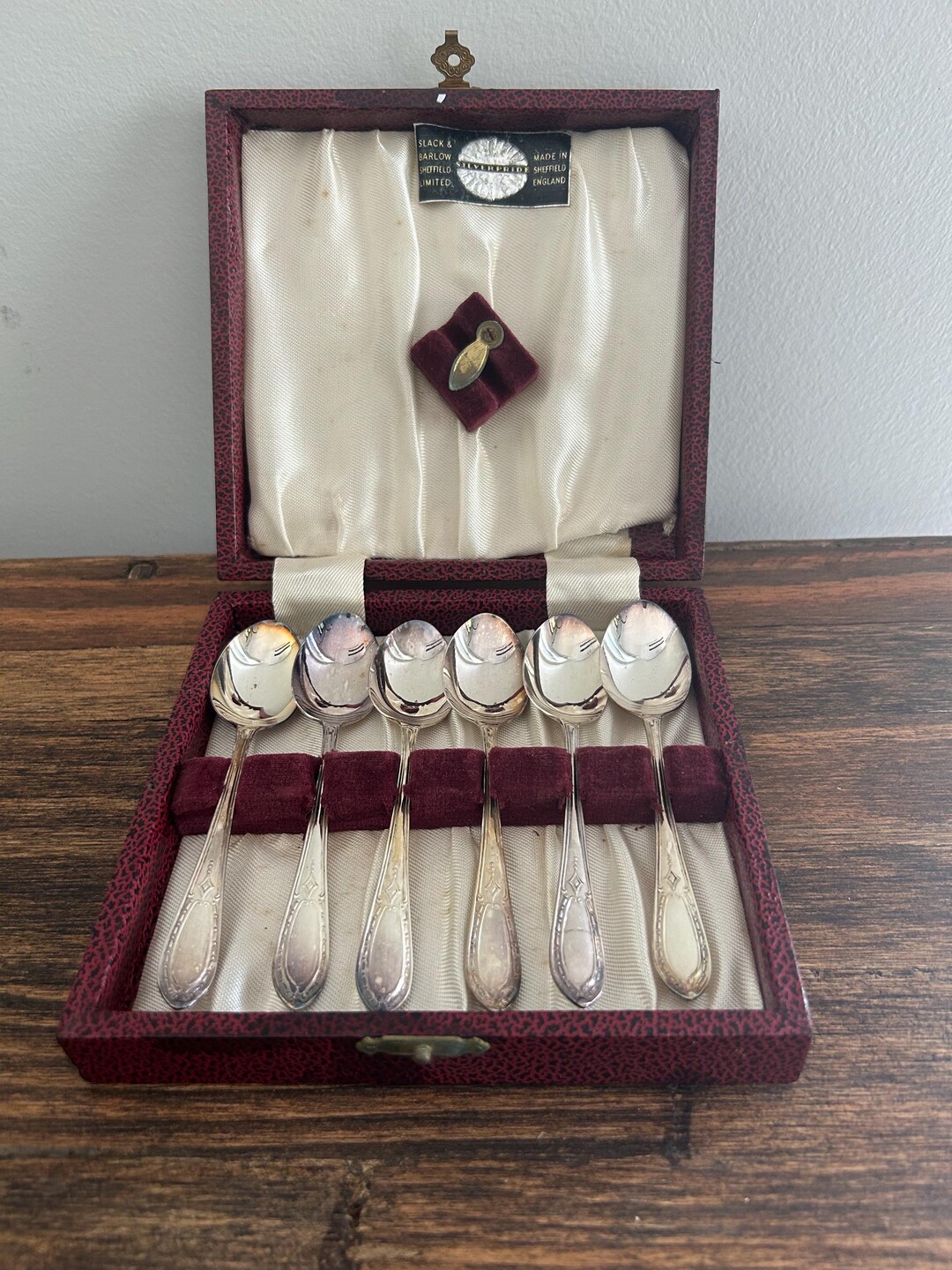 Vintage Slack and Barlow Sheffield Limited Silverpride Boxed 6 Teaspoon ...