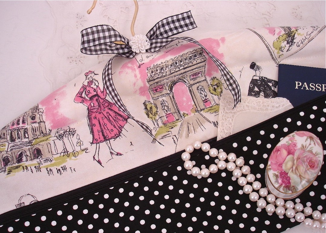 Paris Fabric Padded Closet Hanger Safe, Concealed Zipper Pocket - Etsy