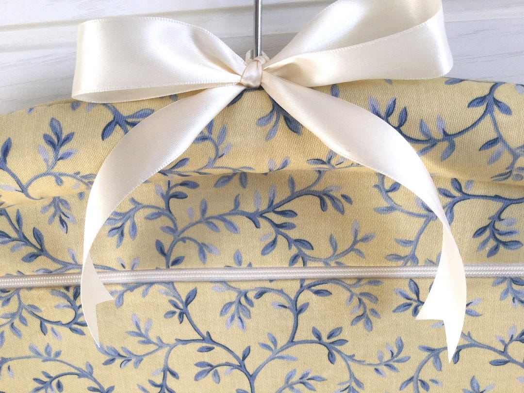 Travel Padded Hanger Closet Safe Williamsburg Yellow and Blue Leaf ...