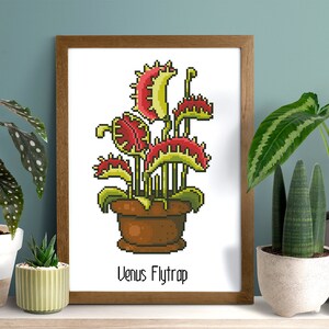 Venus Flytrap, Cross Stitch Pattern PDF, Counted Cross Stitch Pattern, House Plants in a Pot ...