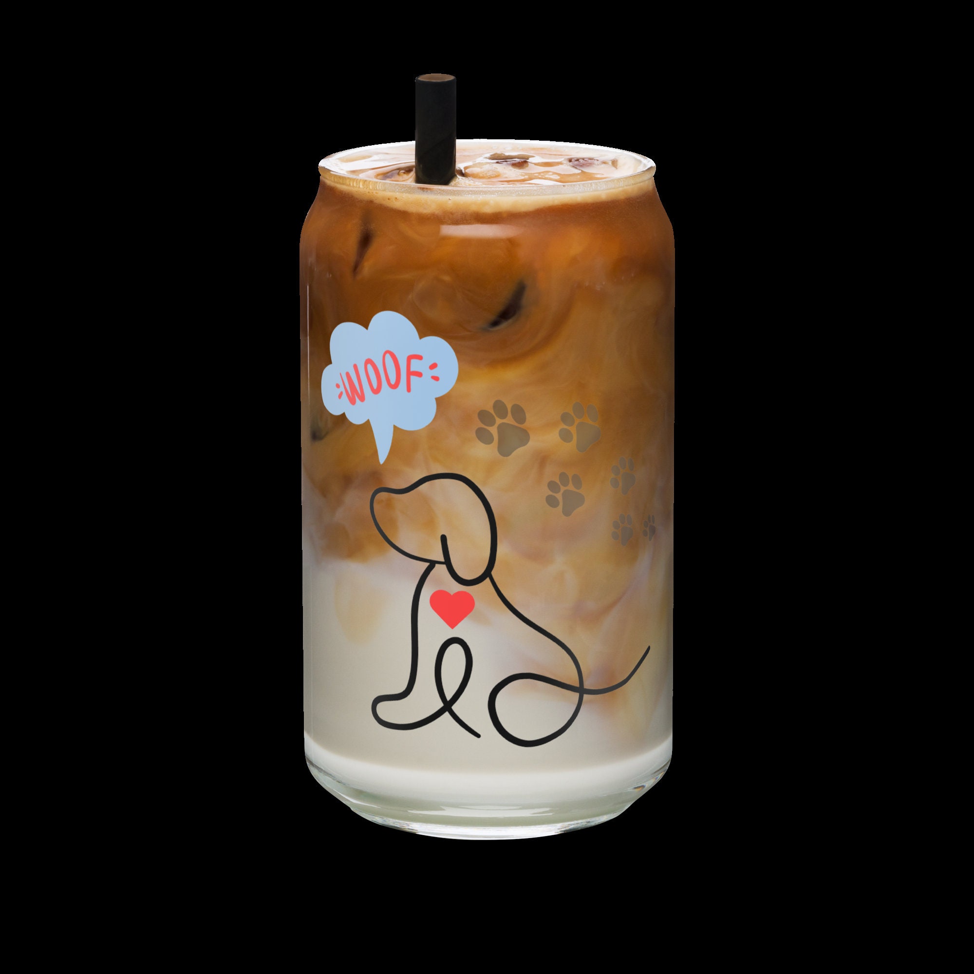 Iced Coffee Can Shaped Glass, Personalized Glass, Patterned Drinking ...
