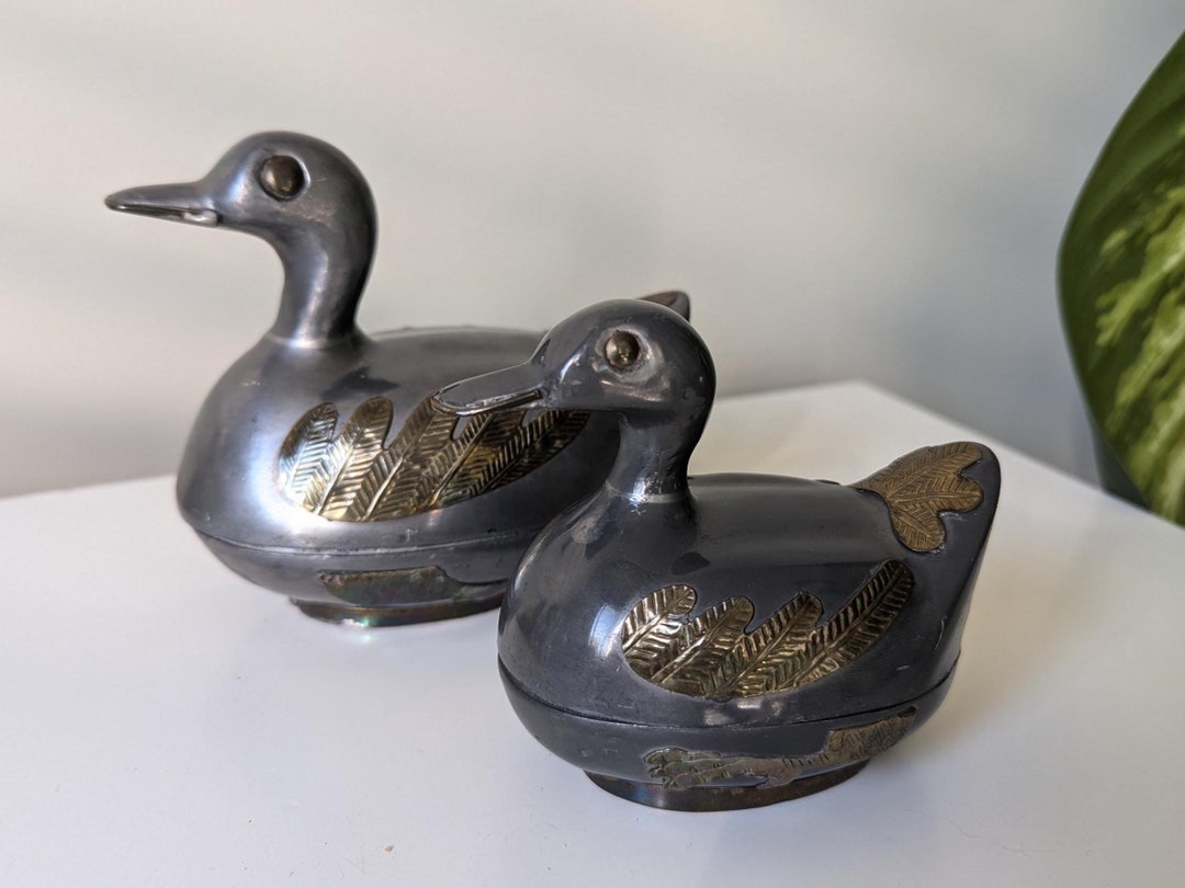 Antique Pewter Ducks With Copper Details Late Qing Period Decorative ...