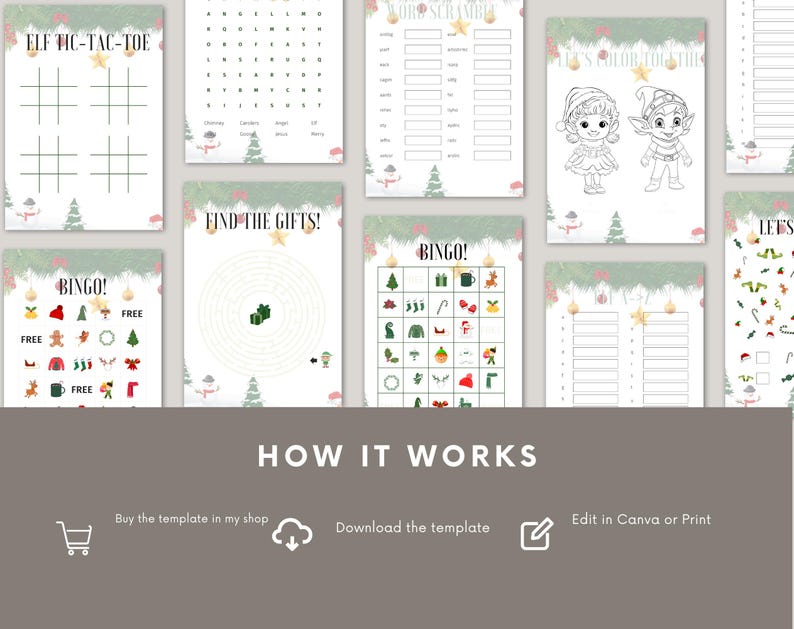 Holiday Theme Bundle - Christmas Printable Game Set for Kids With Tic ...