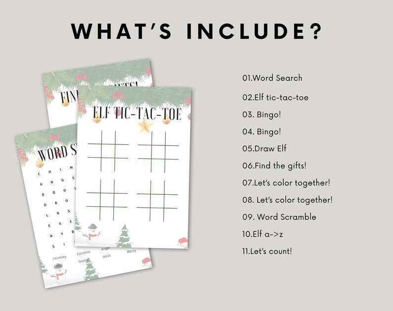 Holiday Theme Bundle - Christmas Printable Game Set for Kids With Tic ...