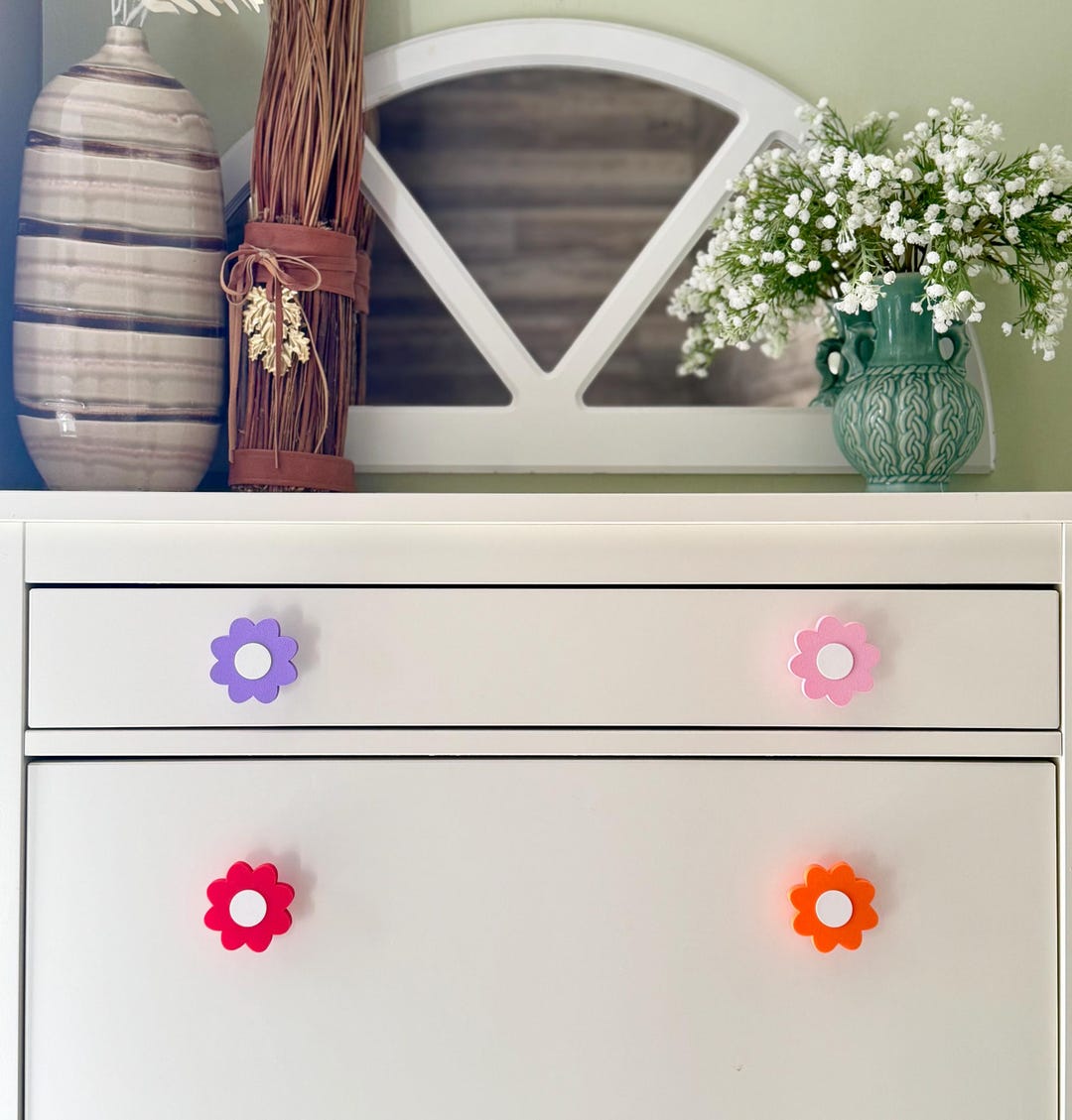 Flower Plastic Knobs Drawer Knobs Girls Furniture Knobs Flower Drawer ...