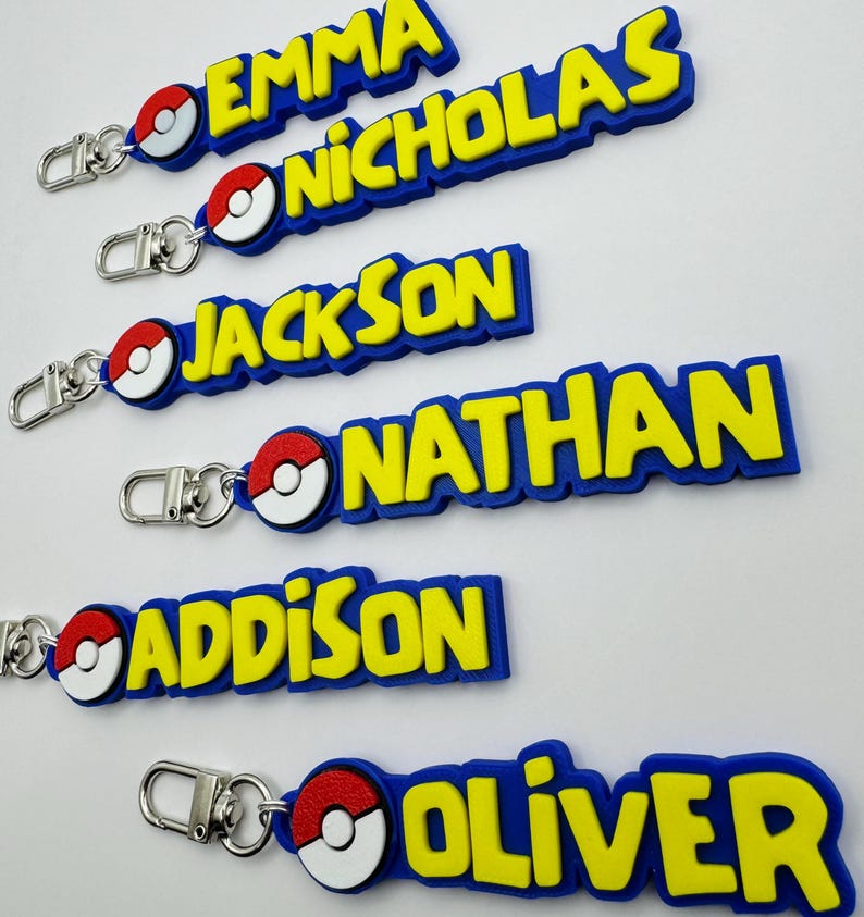 Personalized Pokemon Name Tag Keychain, 3D Printed Party Favor - Etsy