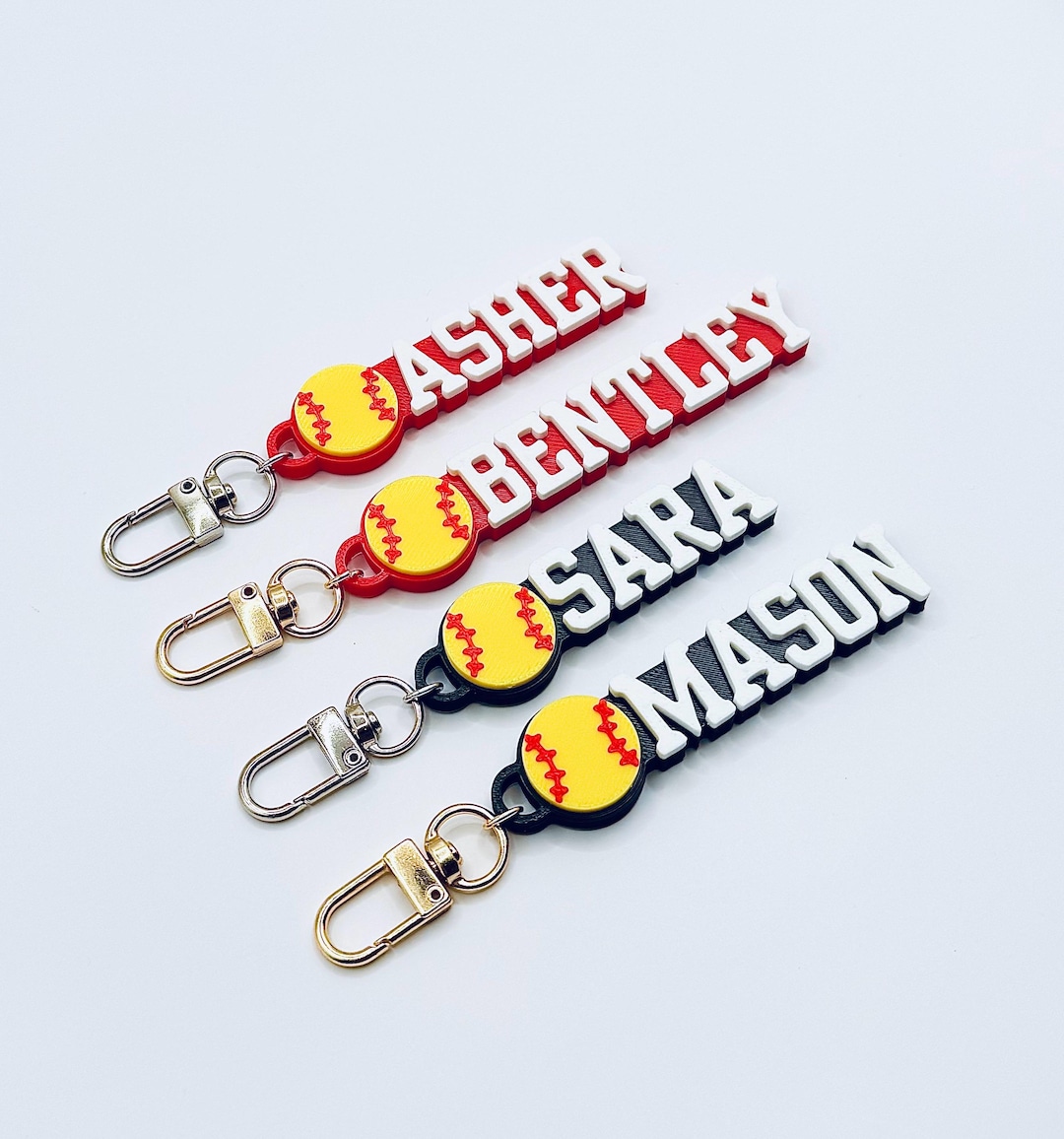 Bulk 20% off Personalized 3D Printed Softball Keychain Custom Team Bag ...