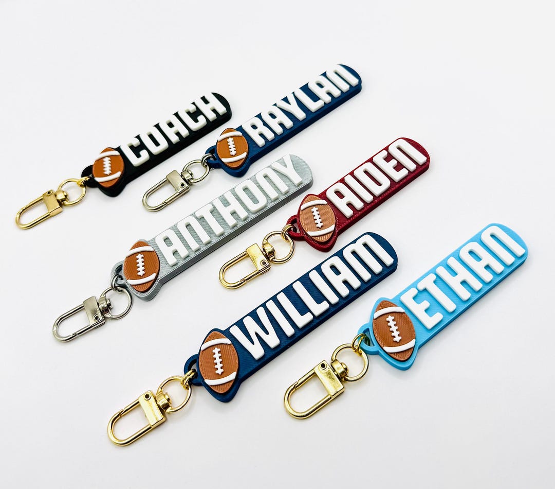 Bulk 20% off Personalized 3D Printed Football Keychain Custom Team Bag ...