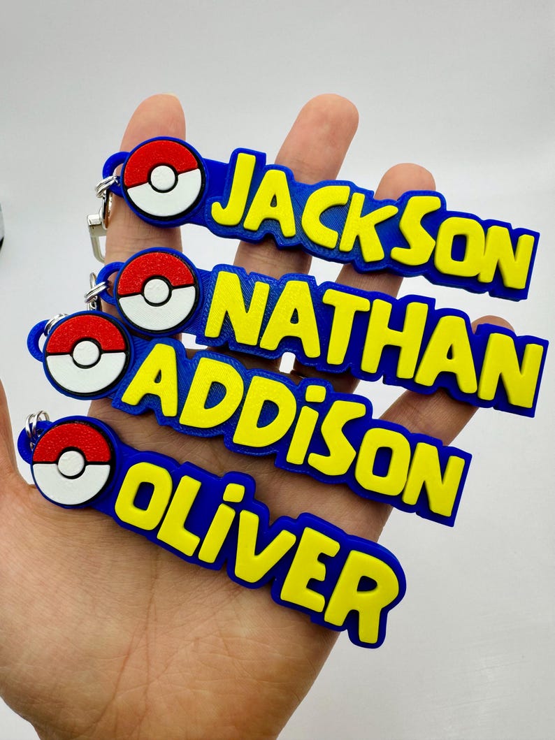 Personalized Pokemon Name Tag Keychain, 3D Printed Party Favor - Etsy