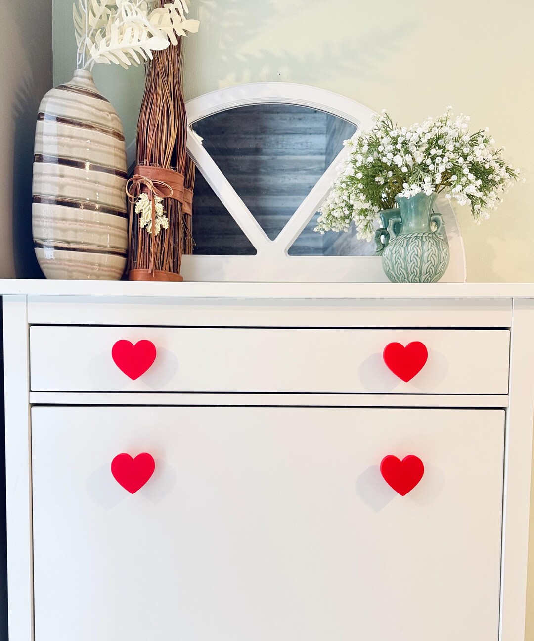 3D Printed Heart Drawer Knobs: Whimsical Furniture Pulls - Etsy