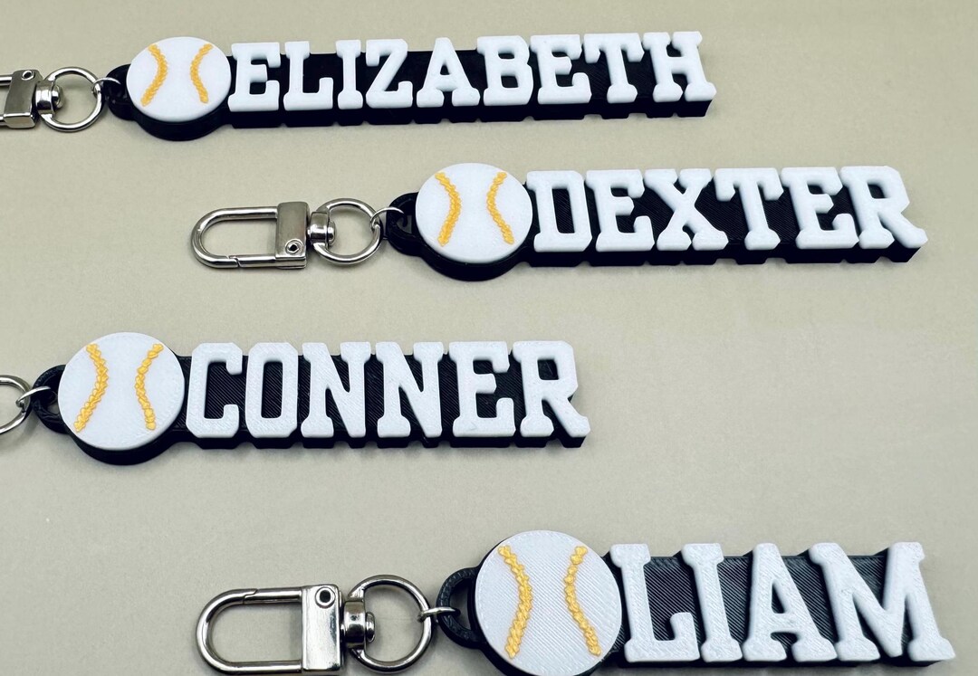 Personalized 3D Printed Baseball Keychain, Sports Backpack Tag - Etsy